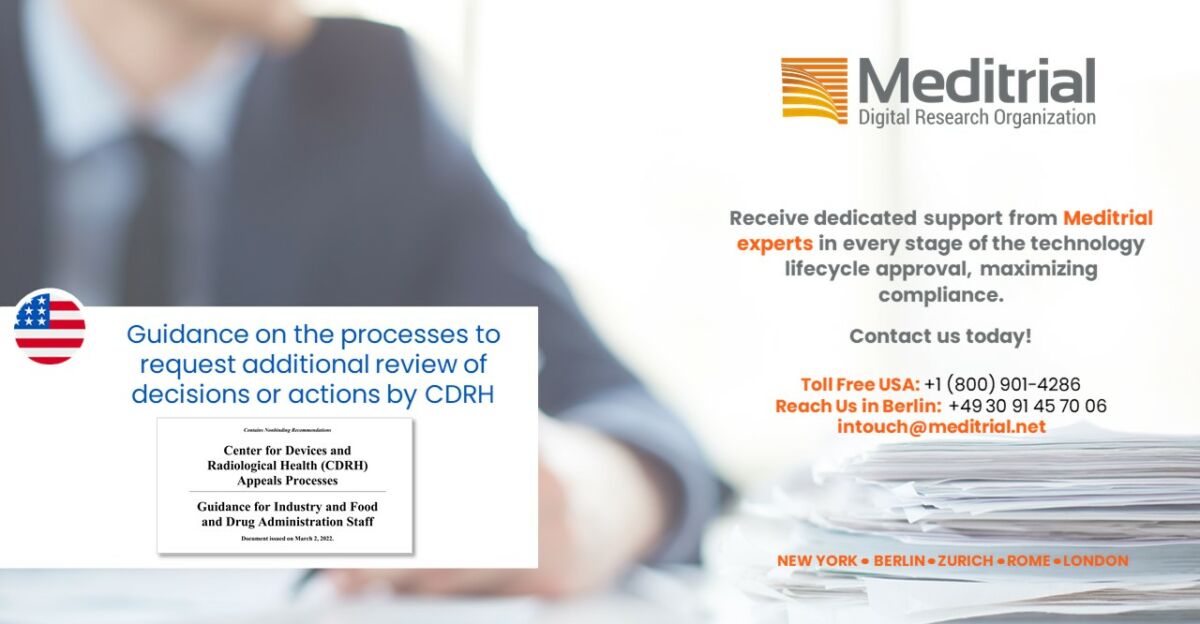 US: FDA guidance on Center for Devices and Radiological Health (CDRH ...